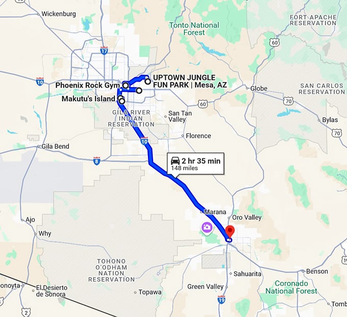 arizona coolest play spots map