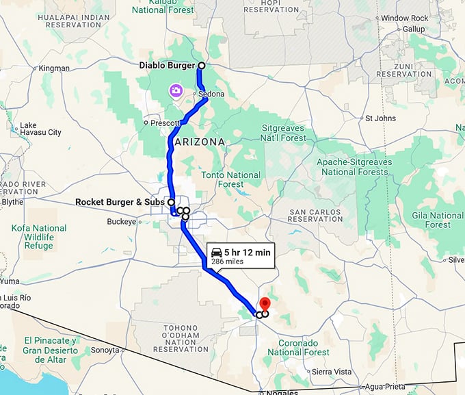 arizona delicious burger spots map