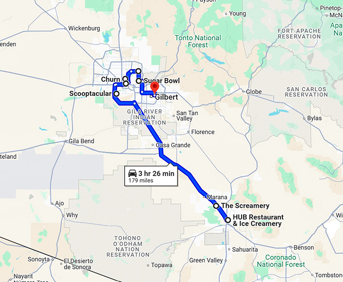 arizona dreamiest ice cream map