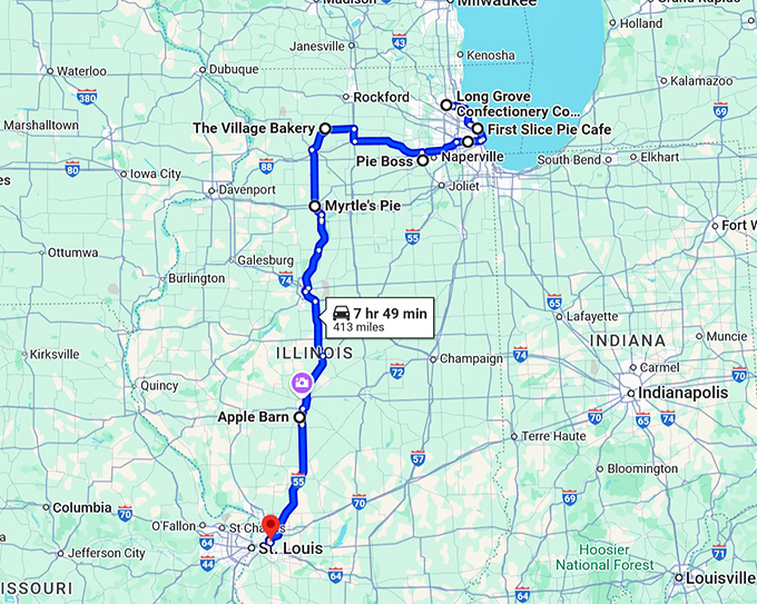 bakeries road trip illinois map
