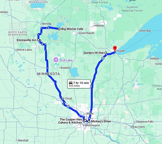breakfast road trip minnesota map
