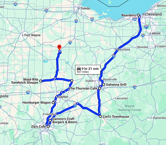 burger lovers spots ohio map