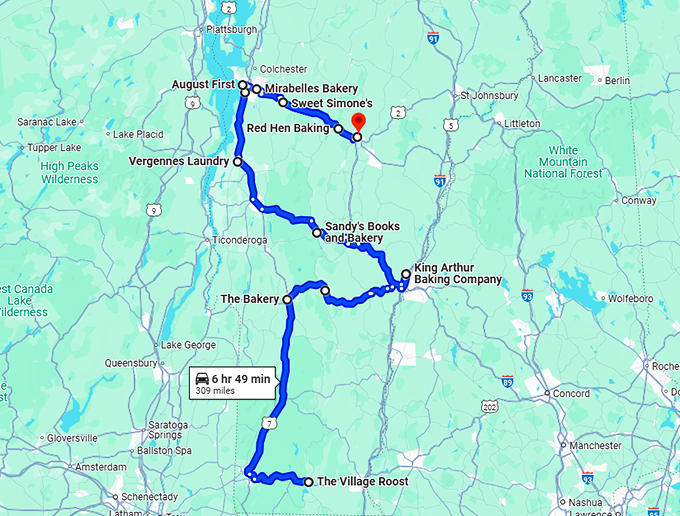charming breakfast spots vermont map