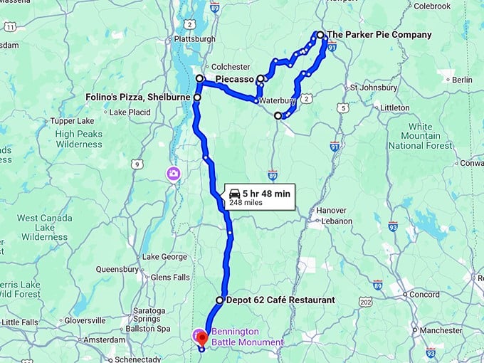 cheesy road trip vermont map