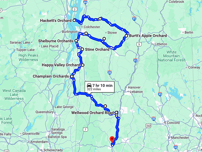 cider donut trip vermont map
