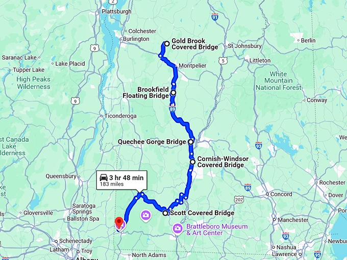 dreamy road trip vermont map