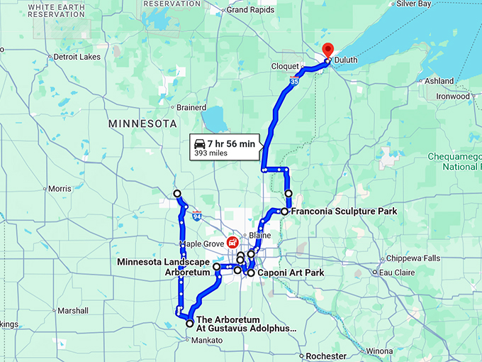 enchanting road trip minnesota map