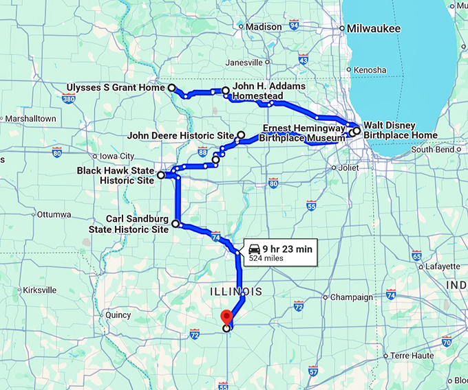 famous folks birthplace illinois map