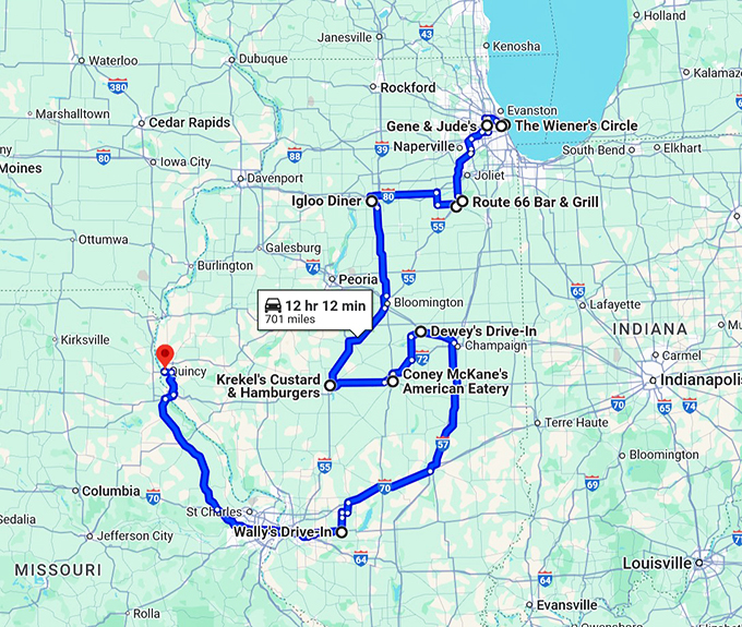 flavorful road trip illinois map