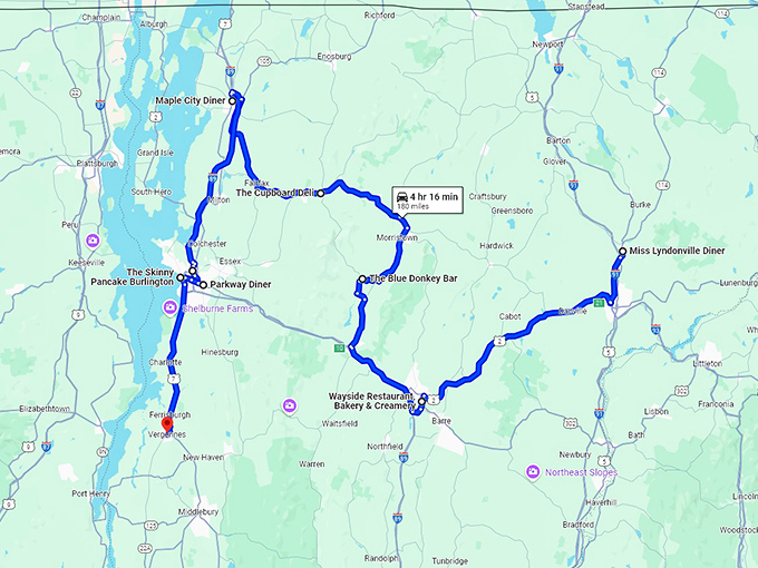 foodie vermont trip map