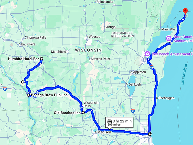 ghostly wisconsin drinking spots map