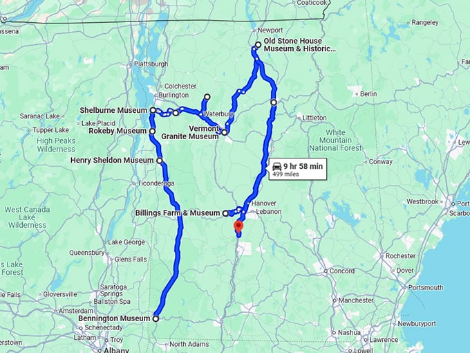 hidden gem vermont trip map