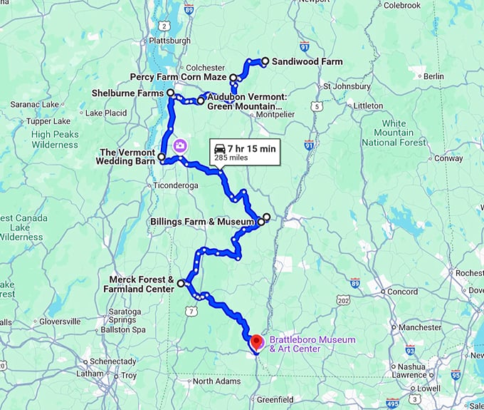 hidden gems trip vermont map