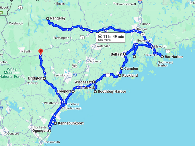 holiday themed maine towns map