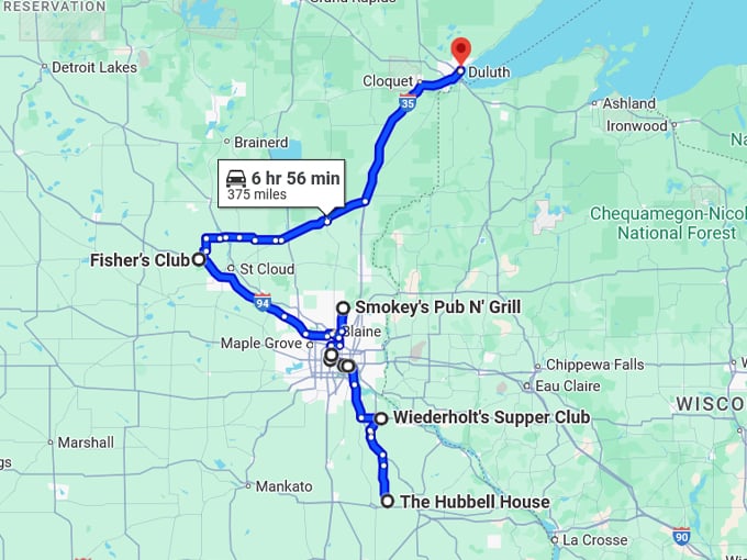 iconic minnesota supper clubs map