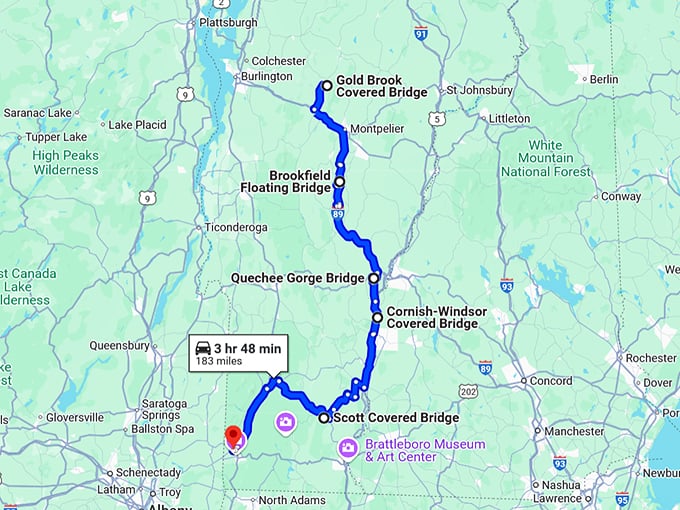 jaw dropping bridges vermont map
