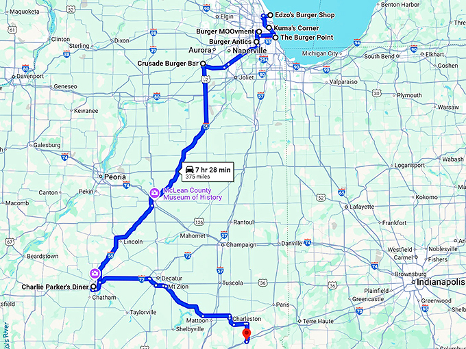 juicy illinois burger joints map