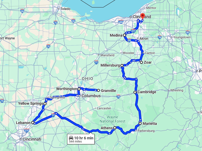 magical christmas towns ohio map