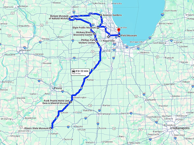 magical illinois road trip map