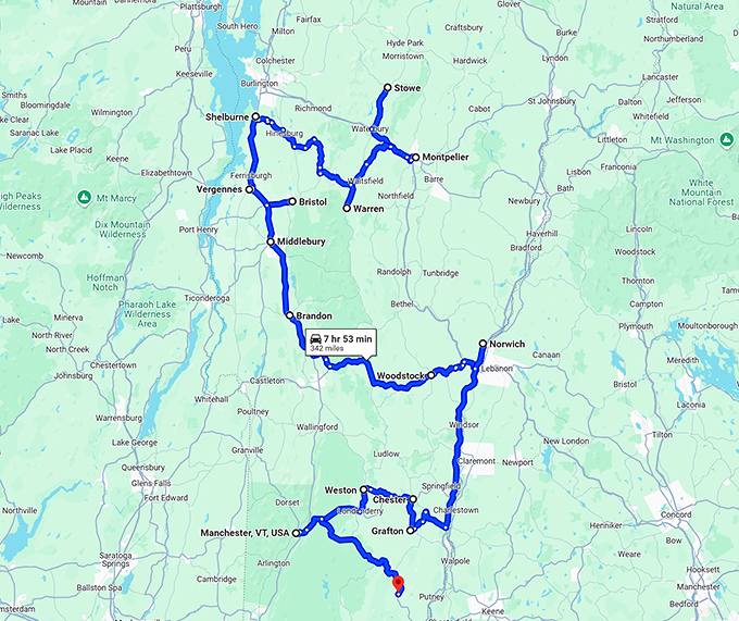 magical vermont road trip map