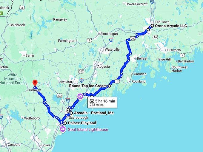 maine attractions 1980 vibes map