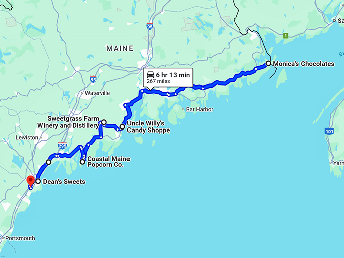 maine hidden fudge shops map