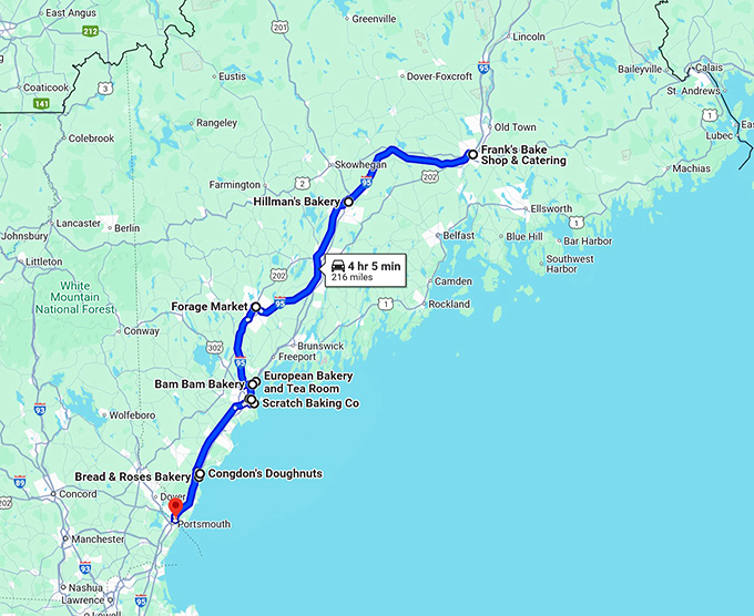 maine most heavenly bakeries map