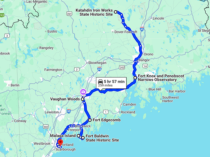 maine most mysterious ruins map