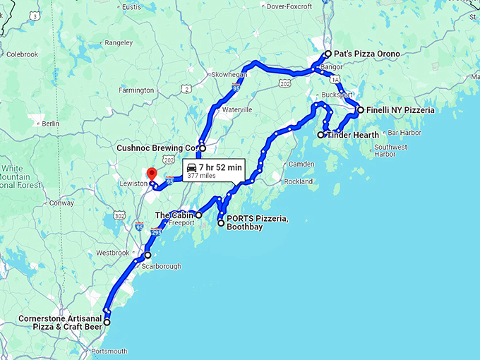 maine pizzerias road trip map