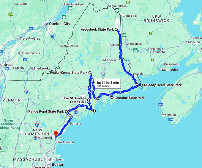 maine underrated state parks map