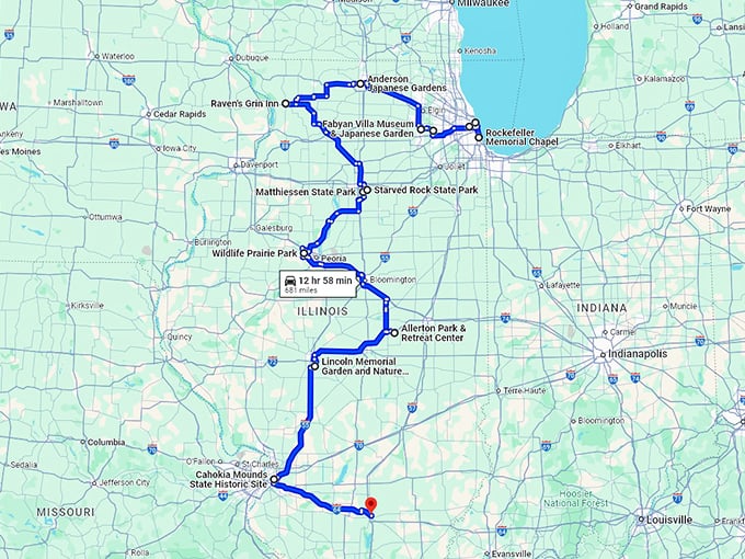 mesmerizing road trip illinois map