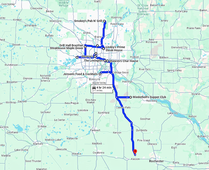 nostalgic minnesota road trip map