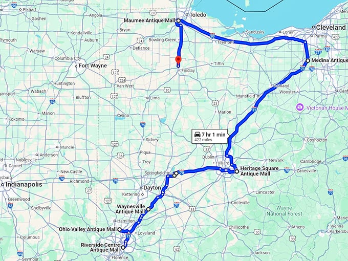 ohio antique shops map