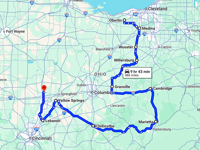 ohio breathtaking cities map