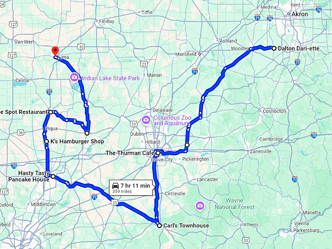 ohio delightful retro restaurants map