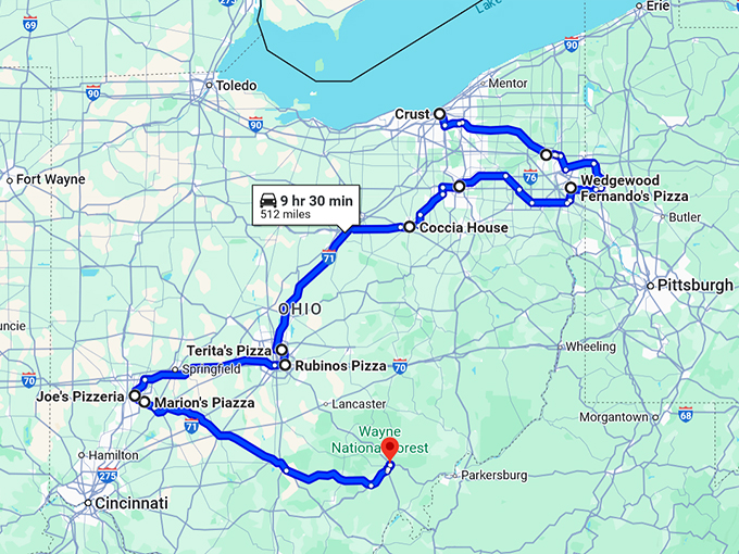 ohio divine pizza map