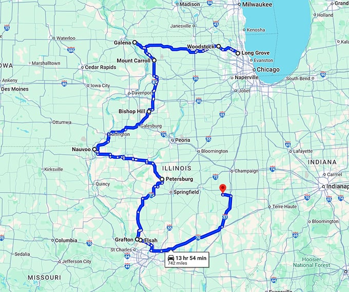 quaint illinois towns map