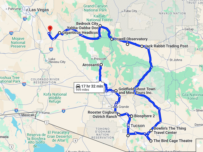 quirky arizona spots map