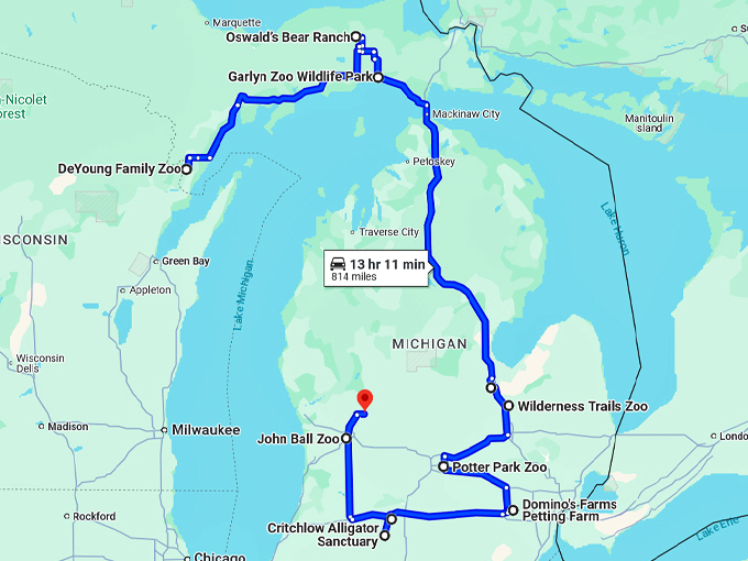 road trip animals michigan map