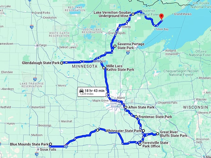 scenic minnesota road trip map