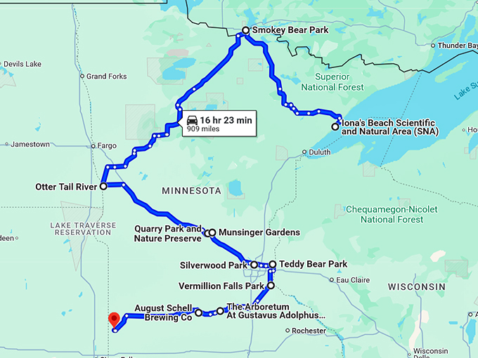 stunning minnesota road trip map