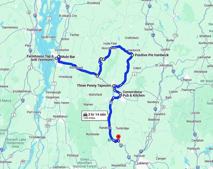 tasty road trip vermont map