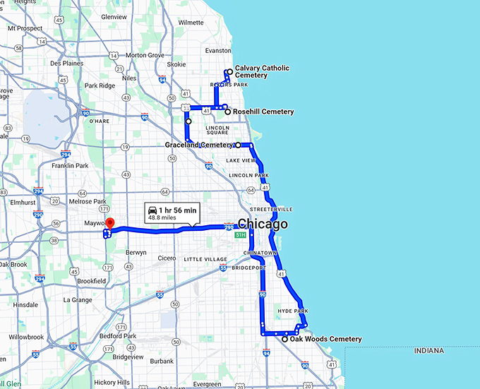 underrated cemeteries illinois map