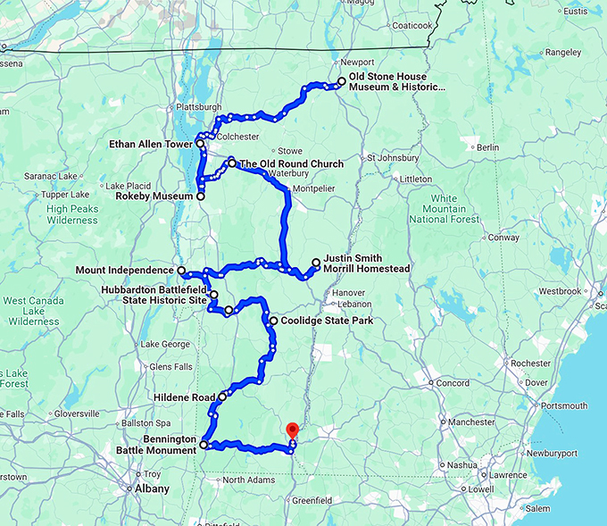 vermont awe inspiring monuments map