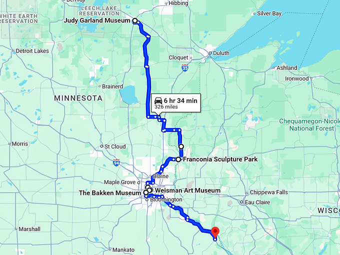 whimsical minnesota road trip map