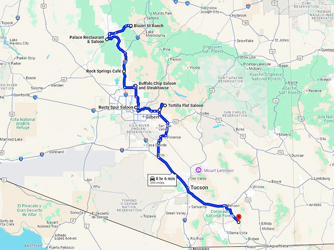 wild west trip arizona map