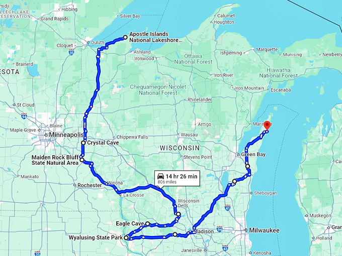 wisconsin stunning hidden caves map