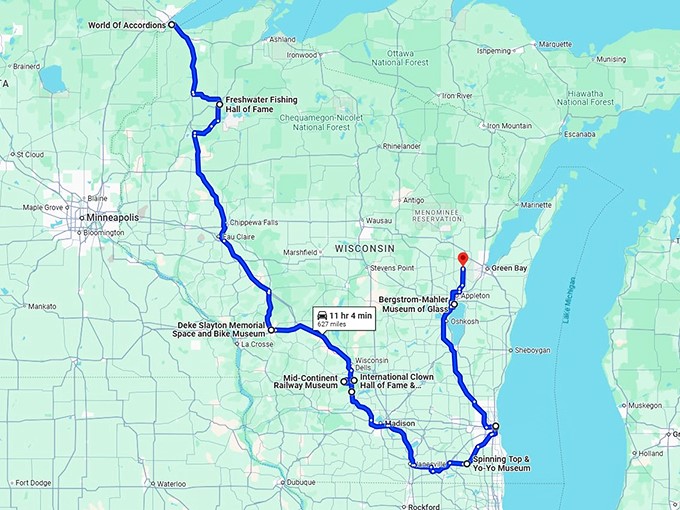 wisconsin wonderfully weird attractions map