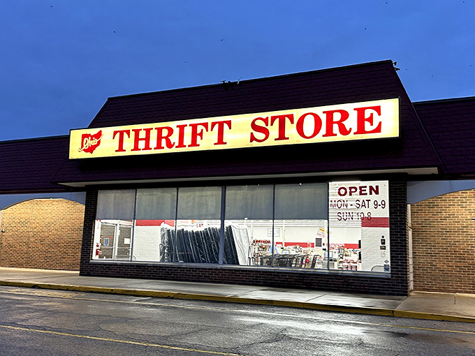 A bargain hunter's paradise awaits! This brick behemoth is like a siren call to thrifty shoppers everywhere. 