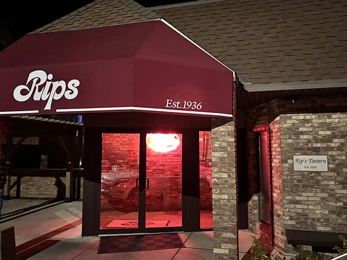 Welcome to chicken paradise! Rip's iconic red awning beckons like a beacon of crispy, golden hope to hungry souls far and wide.